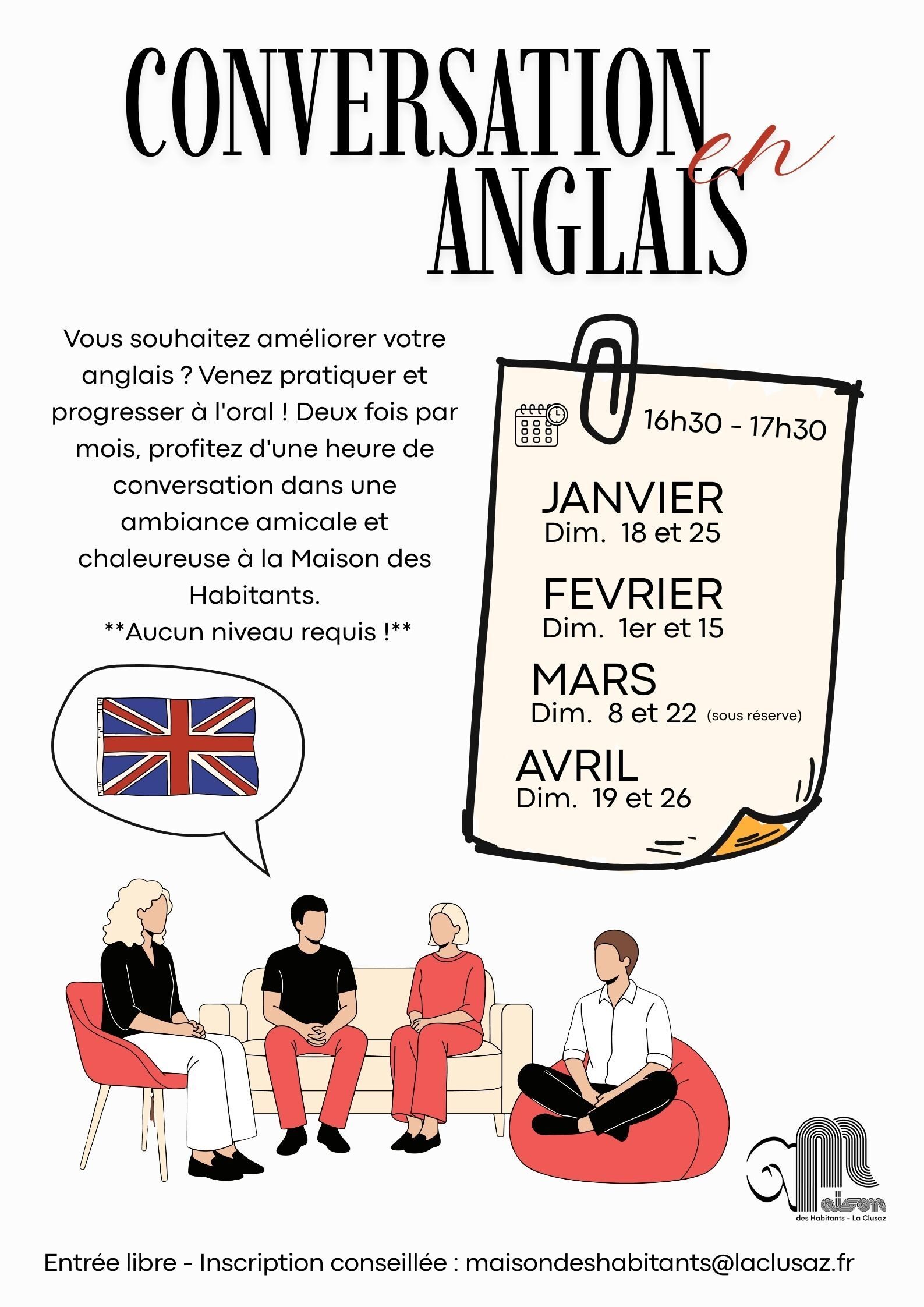 Conversation en anglais les dimanches jusqu'en avril - Mairie de La ...